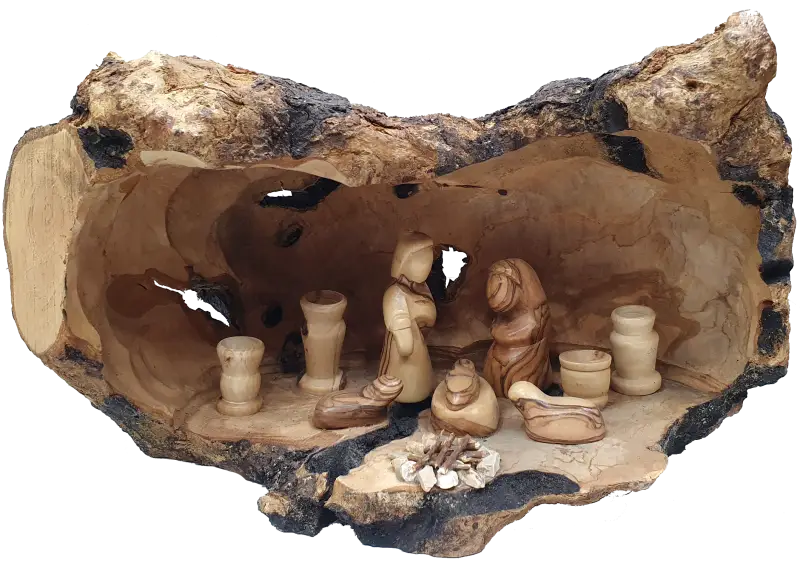 Hand-Crafted Nativity Cave from Bethlehem with Holy Family - Majestic ...