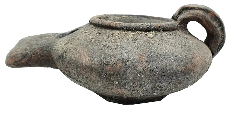 Authentic First Century Oil Clay Lamp Replica with Handle - Ancient ...