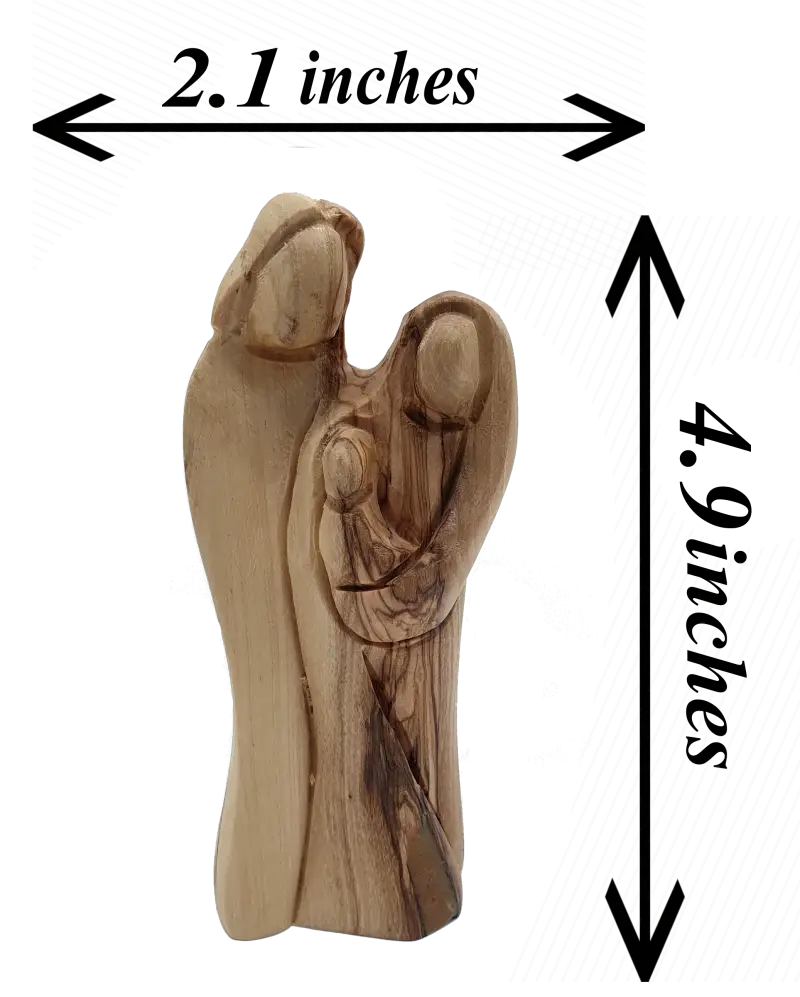 Olive Wood Christian Statue - Hand-Carved Holy Family from Jerusalem ...